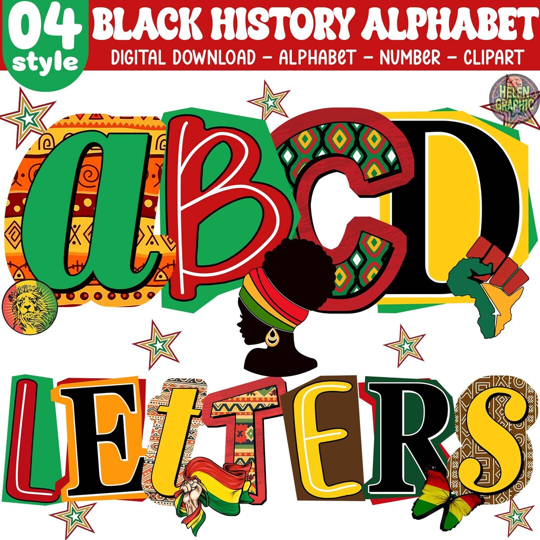 Black History Alphabet Png Bundle, 4 PNG Paper Letters, African Font ...