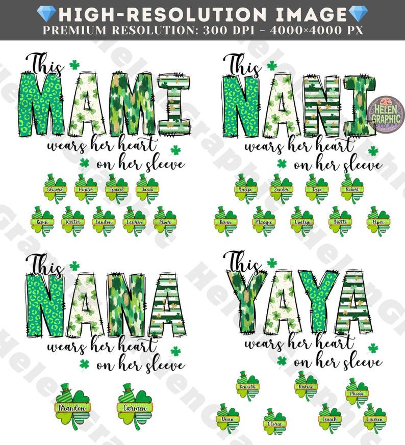 Custom Kids Name Canva Template, 6 PNG Lucky Mama, Mama Patrick ...