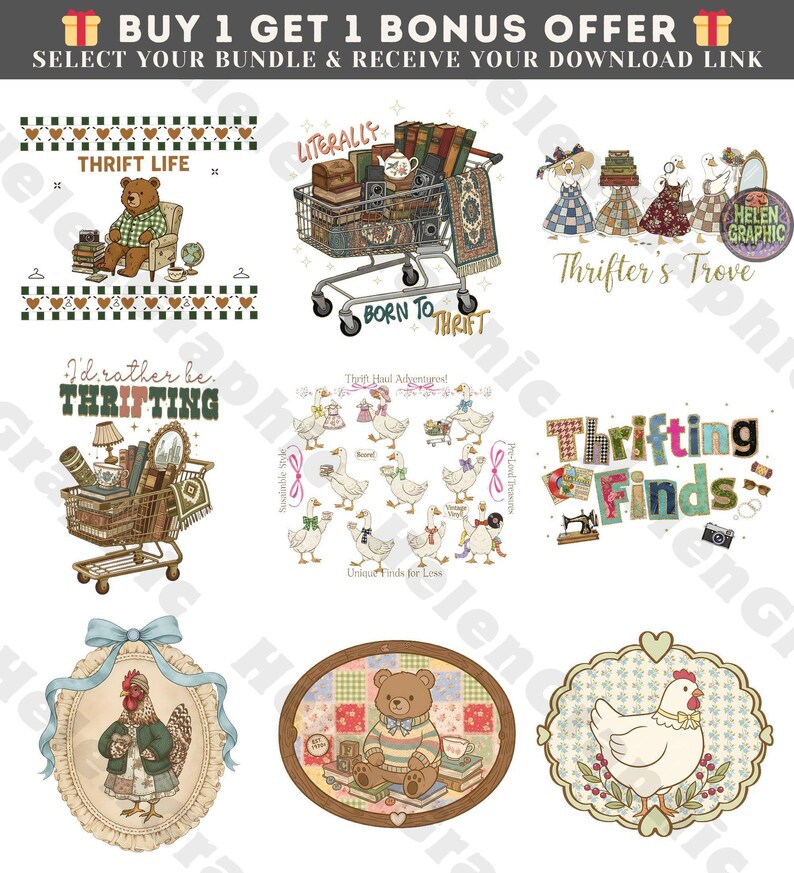 Thrift Queen Animal Png Bundle, 100 PNG Silly Goose, I’d Rather Be ...