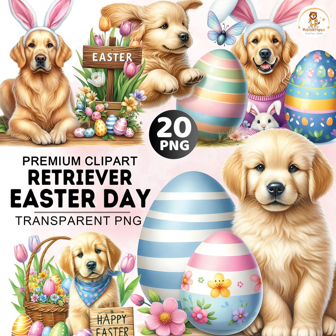 20+ Labrador Easter Bundle Clipart PNG, Watercolor Easter Retriever ...