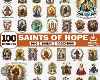 Saints of Hope Png Bundle, 100 PNG Saint Joseph, Virgin Mary Png, Saint ...