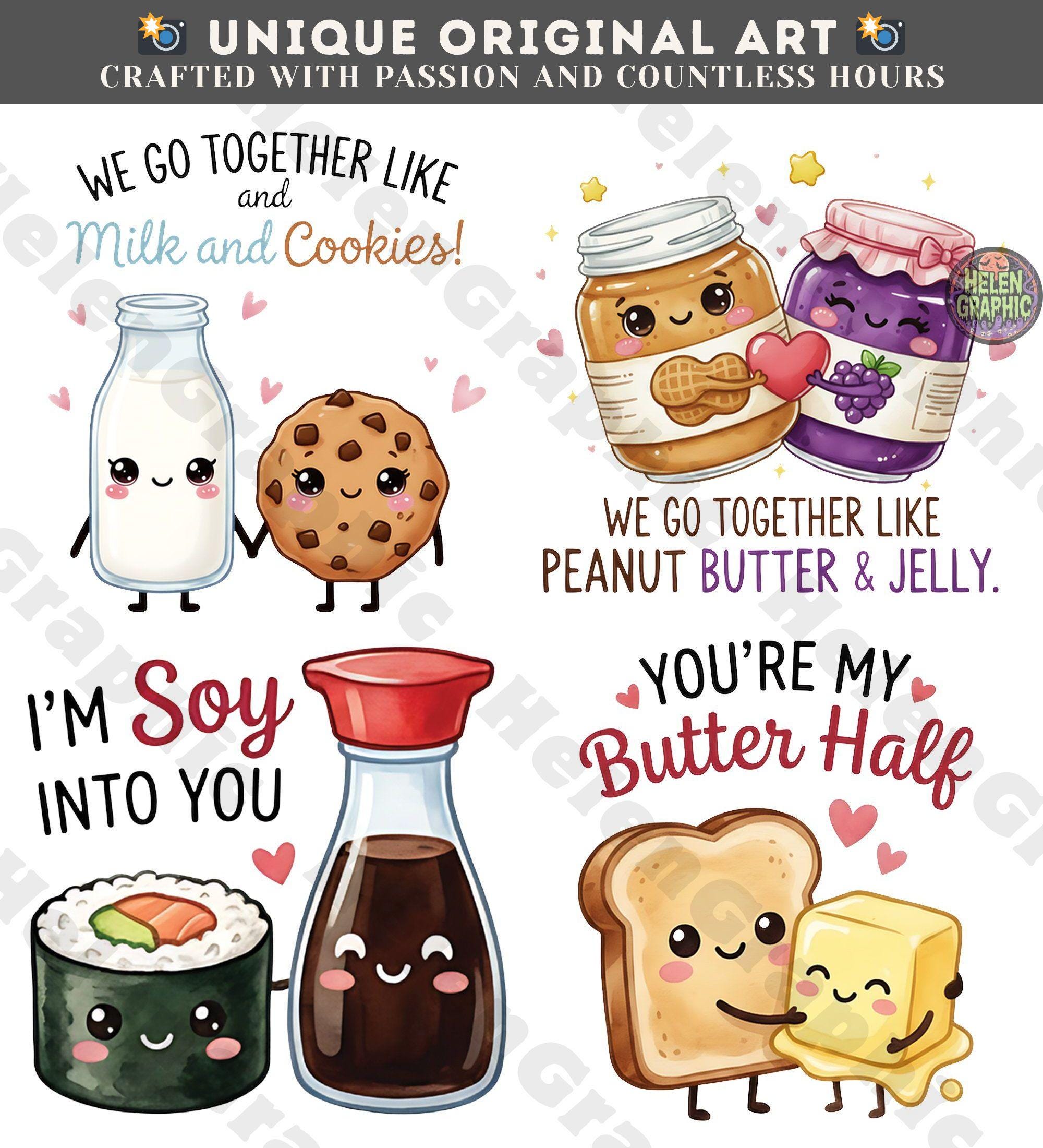 Food Pun Valentine Png Bundle, 20 PNG Valentines Day, Corny Couple Png ...