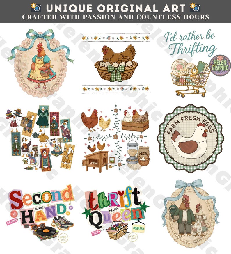 Thrift Queen Animal Png Bundle, 100 PNG Silly Goose, I’d Rather Be ...