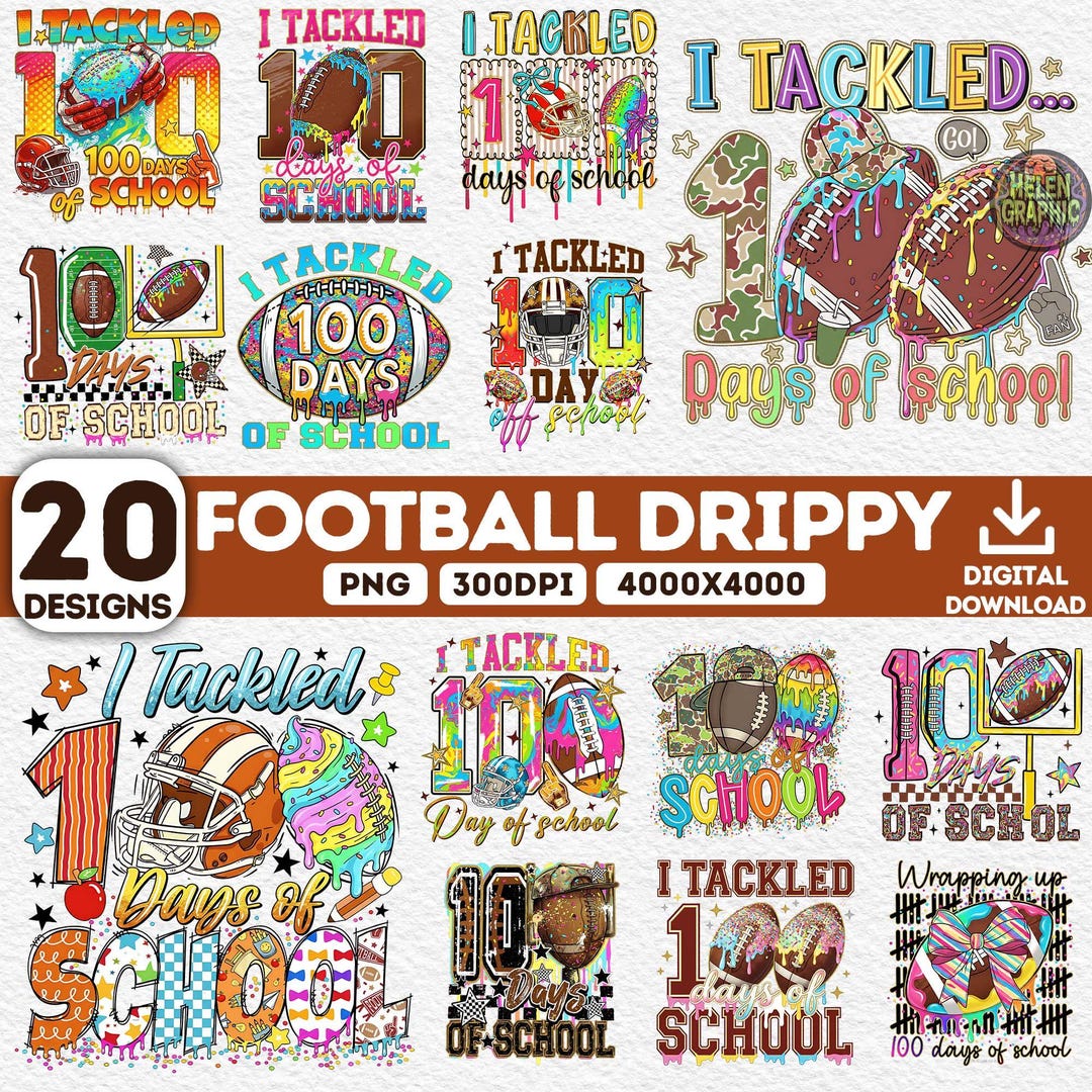 100 Drippy Days Png Bundle, 20 PNG Football 100 Days, Football Ice ...