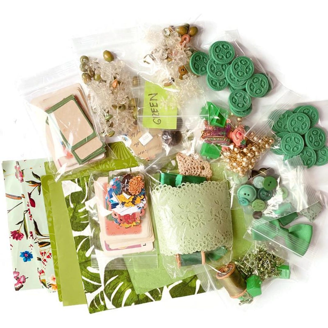 Pound of Shades of Green Vintage Ephemera Bundle: Junk Journal ...