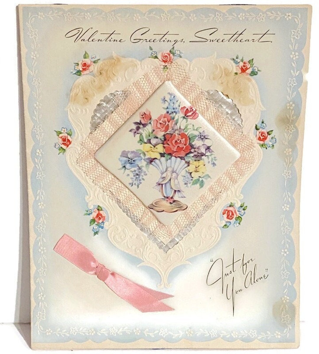 Vintage Large Valentine Sweetheart Card From the 1940s W/handwritten ...