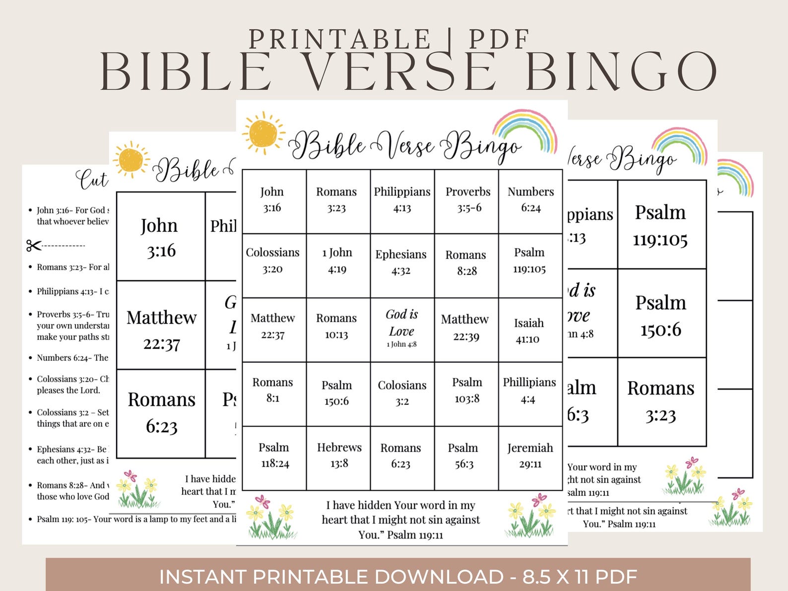 Bible Verse Bingo Bundle, Digital Download, Bible Verse Memorization ...