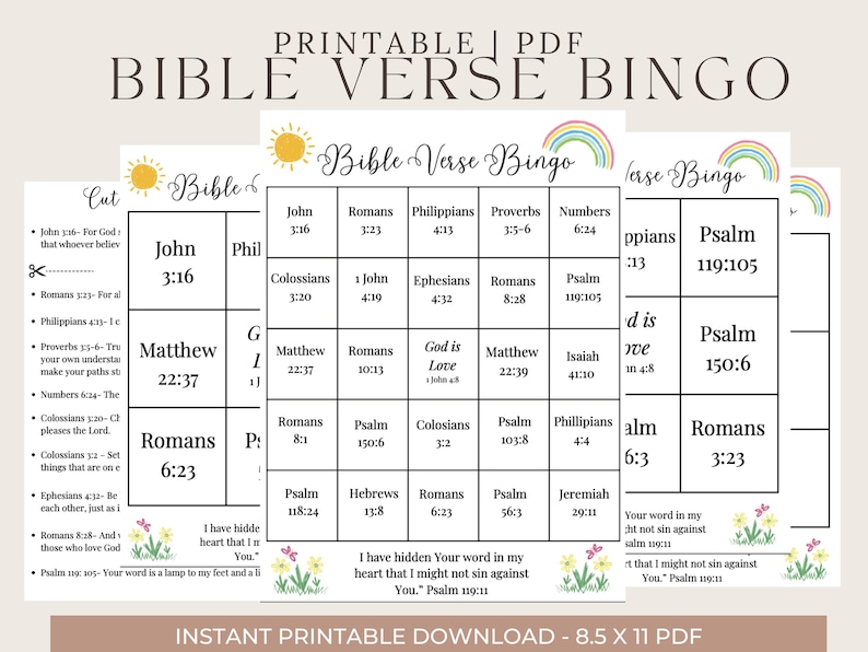 Bible Verse Bingo Bundle, Digital Download, Bible Verse Memorization ...
