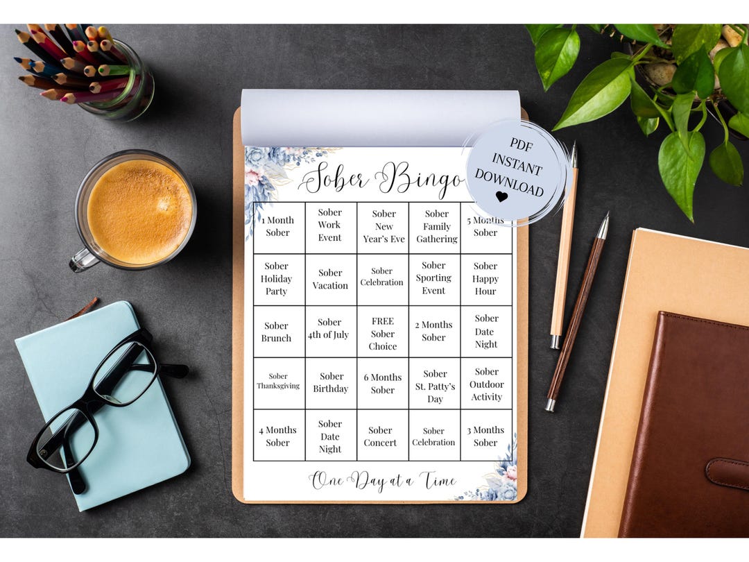 Editable Sober Bingo, Recovery Bingo, Self Care Bingo, One Day at a ...