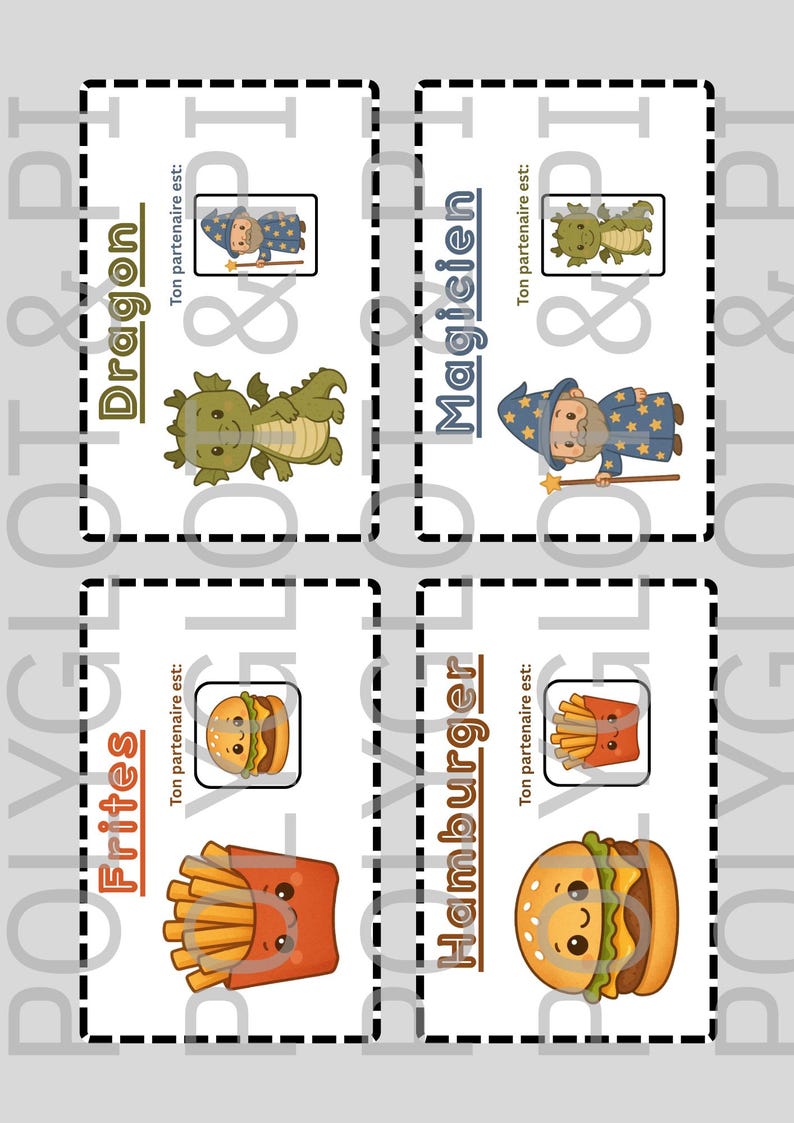 French Learning Cards: Famous Pairs Matching Game (PDF Downloadable ...
