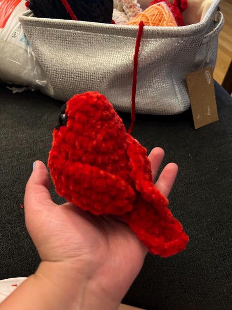 Crochet Cardinal Plushie: Handmade Amigurumi Bird Companion ...