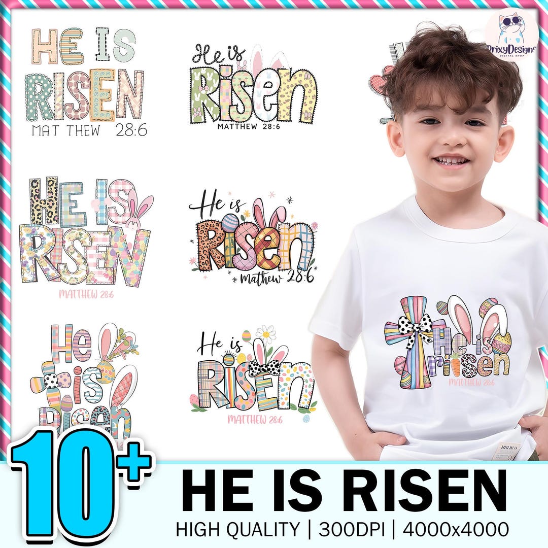 10+ Christian Easter Bundle Clipart PNG, He is Risen Matthew 28:6 PNG ...