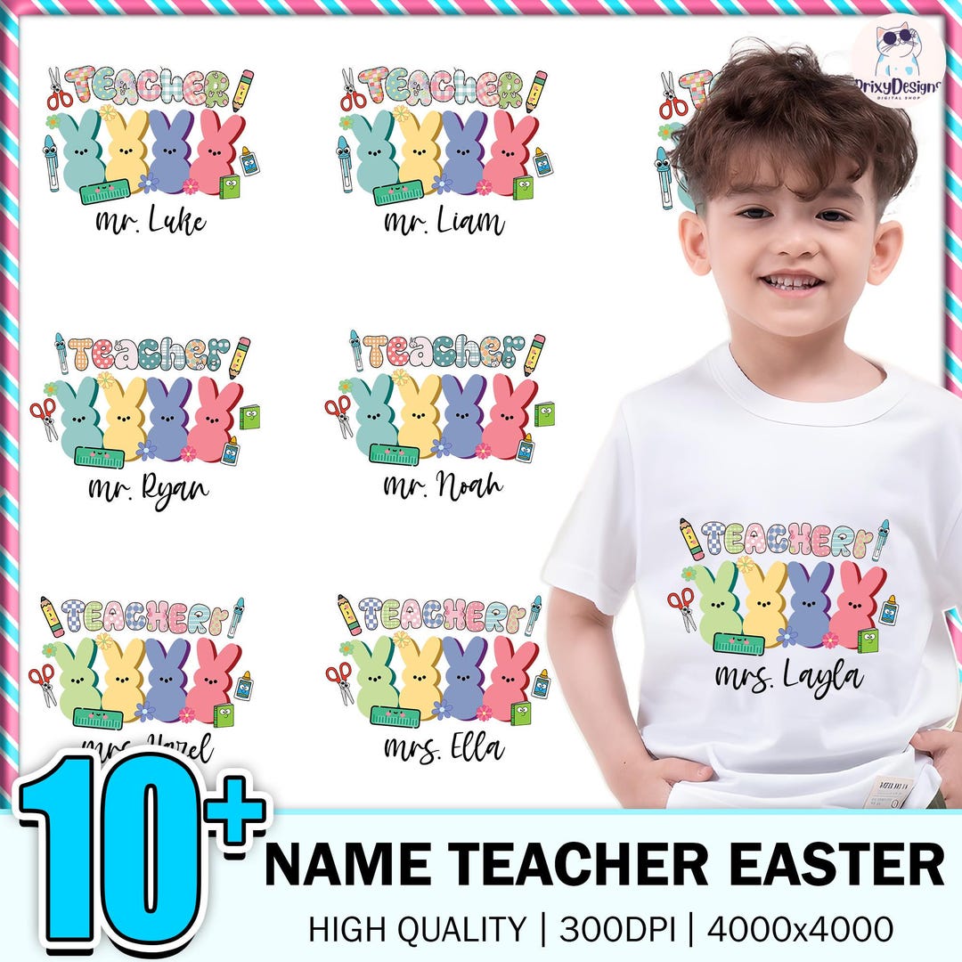 10+ Custom Teacher Bundle Clipart PNG, Custom Name Teacher Easter PNG ...