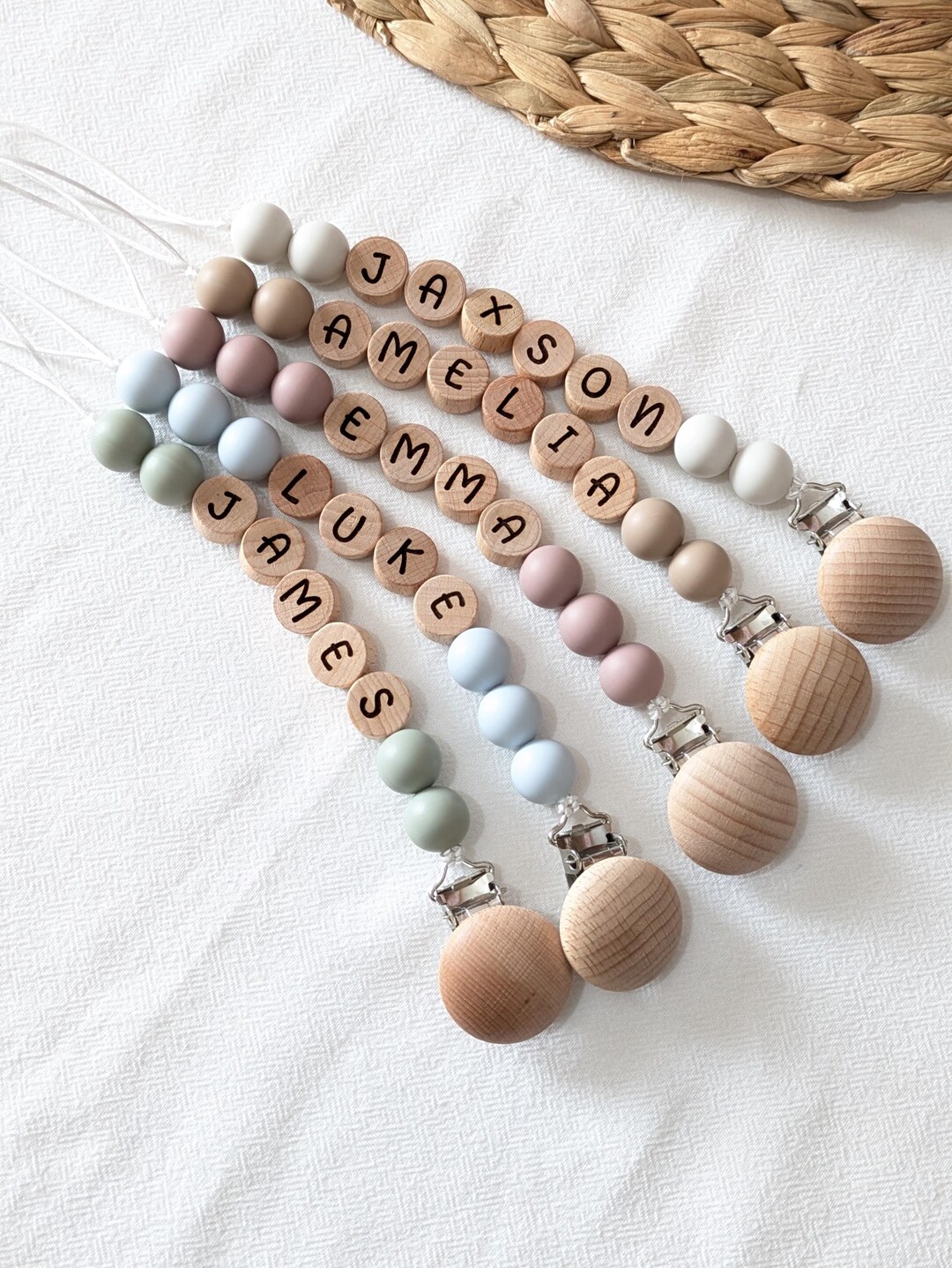 Pacifer Holder With Baby Name Pacifier Clip, Personalized Beads ...