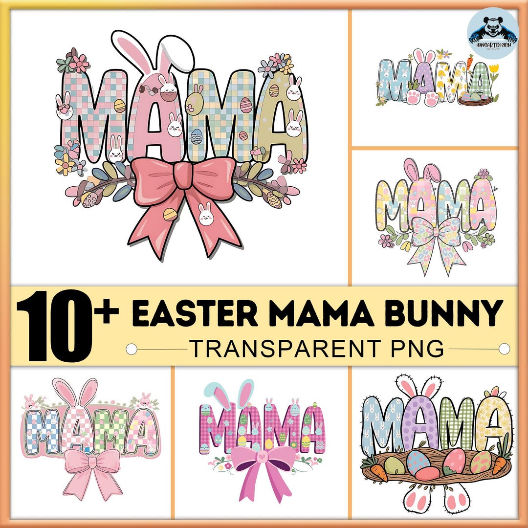 Easter Mama Bunny Clipart Bundle PNG, 10 PNG Mama Easter, Easter Bunny ...