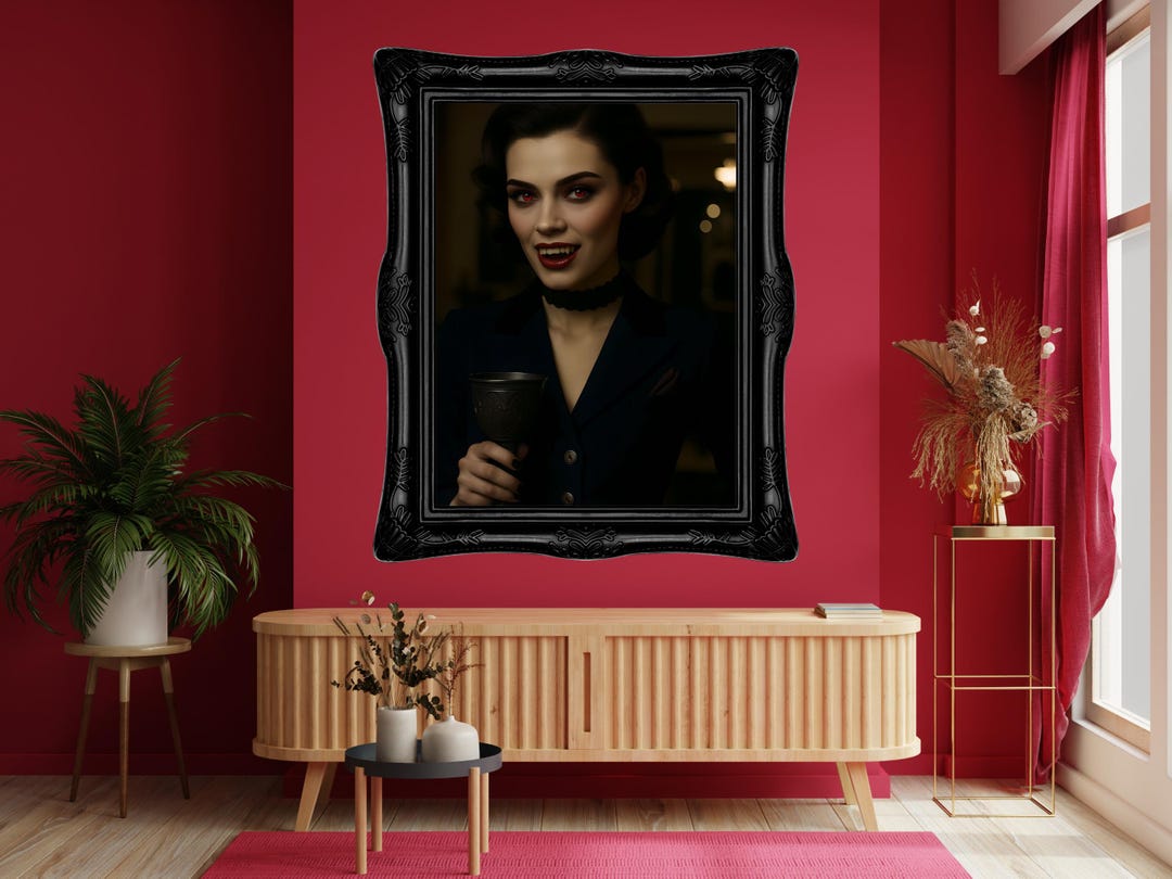 Gothic Vampire Hostess Art Print, Vampire With Bloody Chalice – Hotel ...