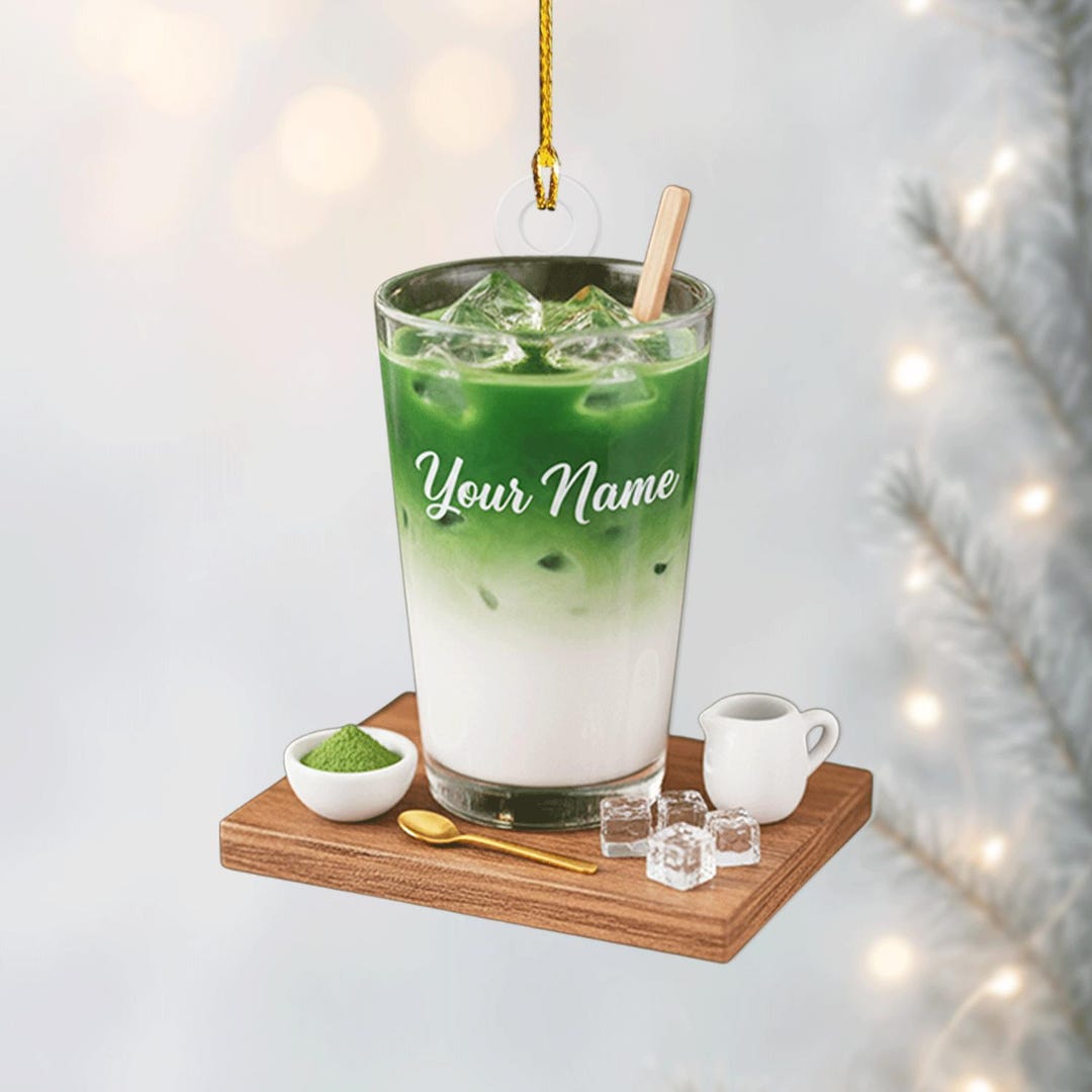 Custom Iced Matcha Latte Christmas Ornament, Personalized Tea Lover ...
