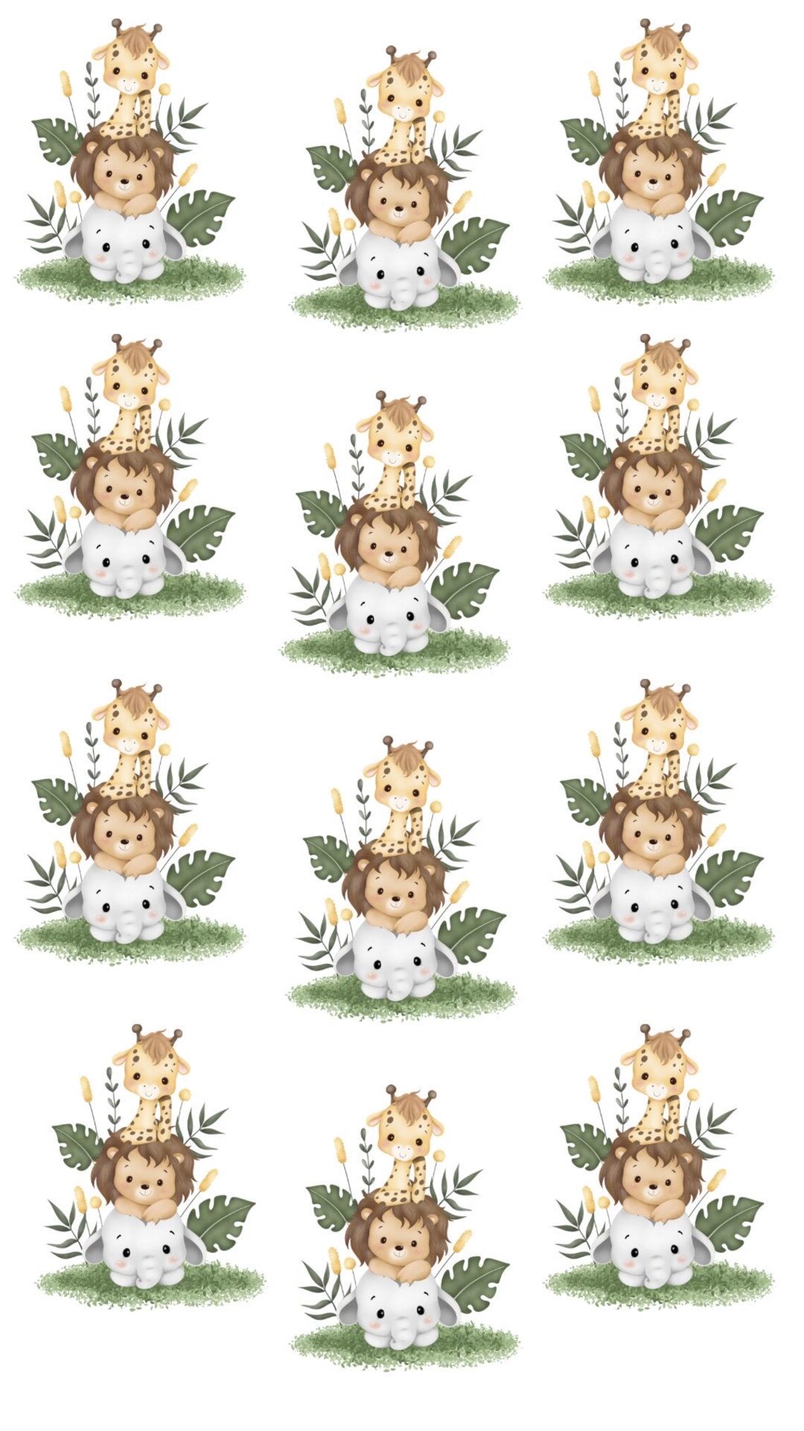 Safari Baby Animals Seamless Pattern Bundle | Cute Jungle Digital Paper ...