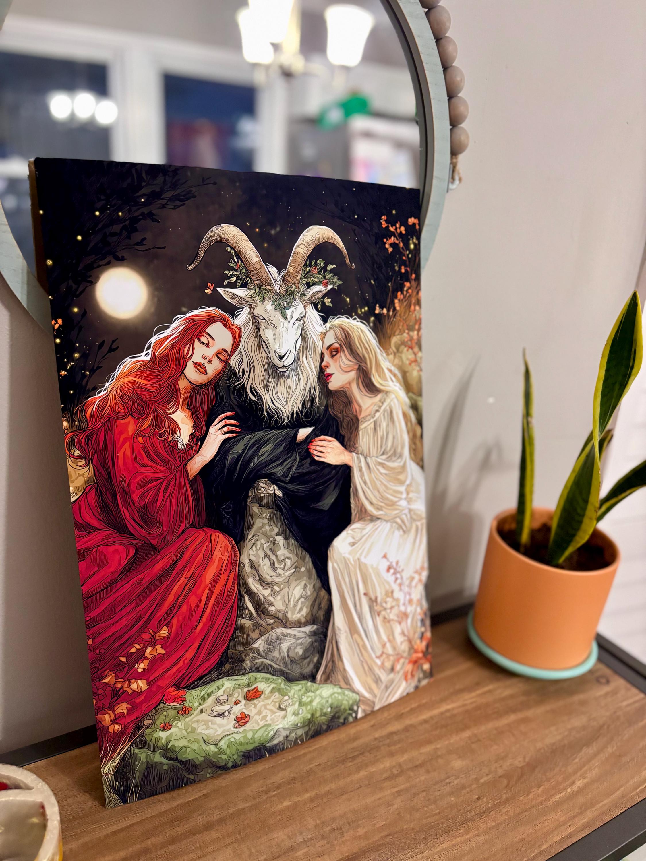Witches Summer Solstice Art Print: Goat God Forest Ritual - Etsy