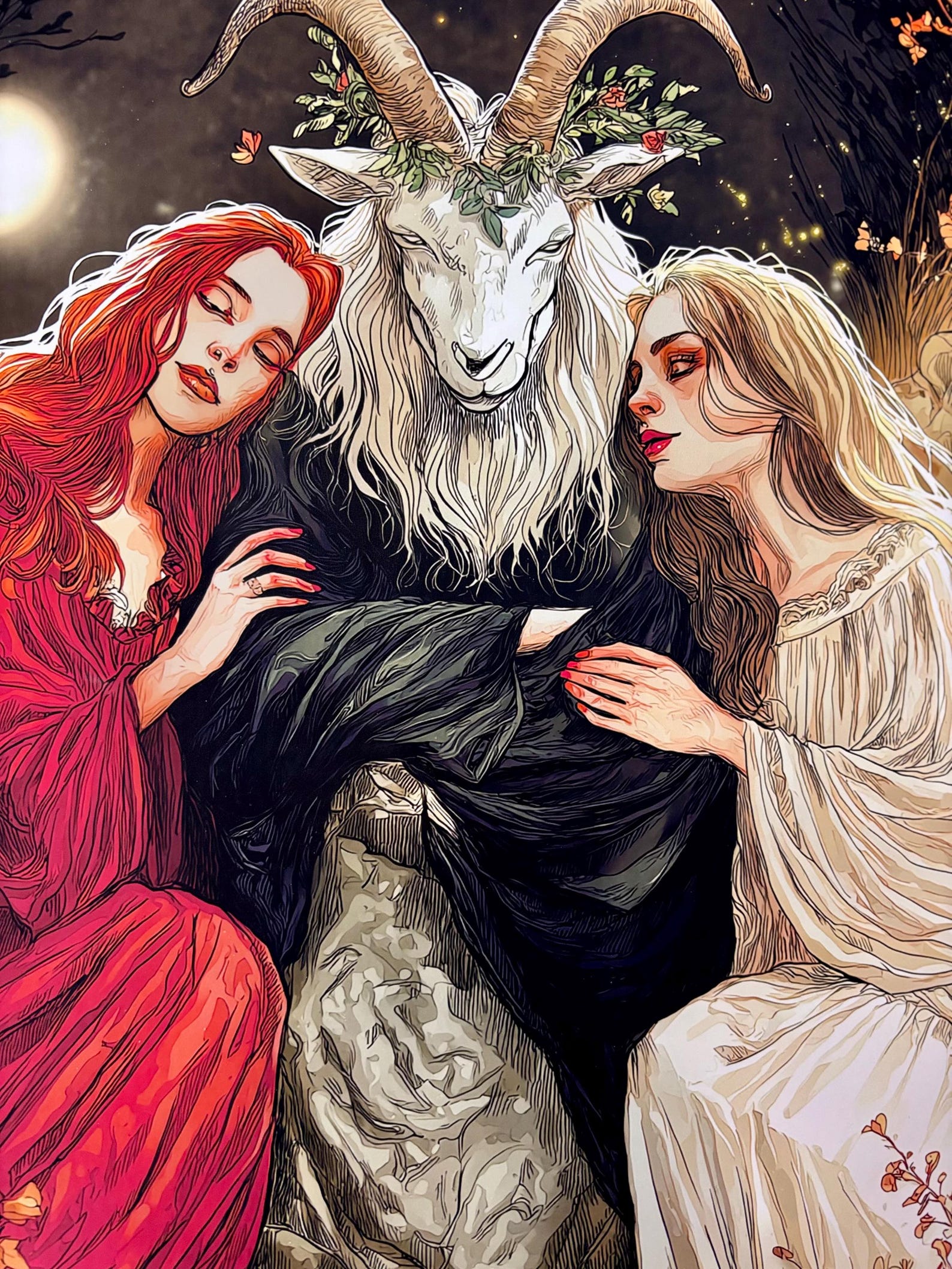 Witches Summer Solstice Art Print: Goat God Forest Ritual - Etsy