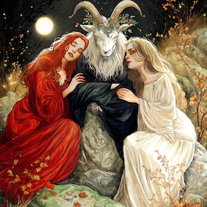 Witches Summer Solstice Art Print: Goat God Forest Ritual - Etsy