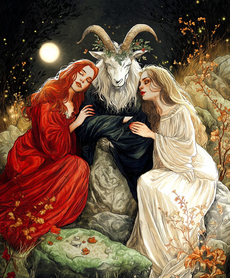 Witches Summer Solstice Art Print: Goat God Forest Ritual - Etsy