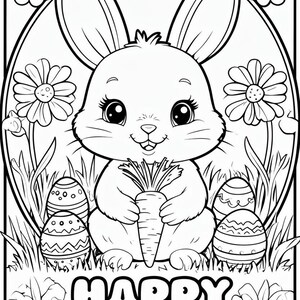 Happy Easter Bunny Coloring Page – Printable Easter Activity for Kids ...