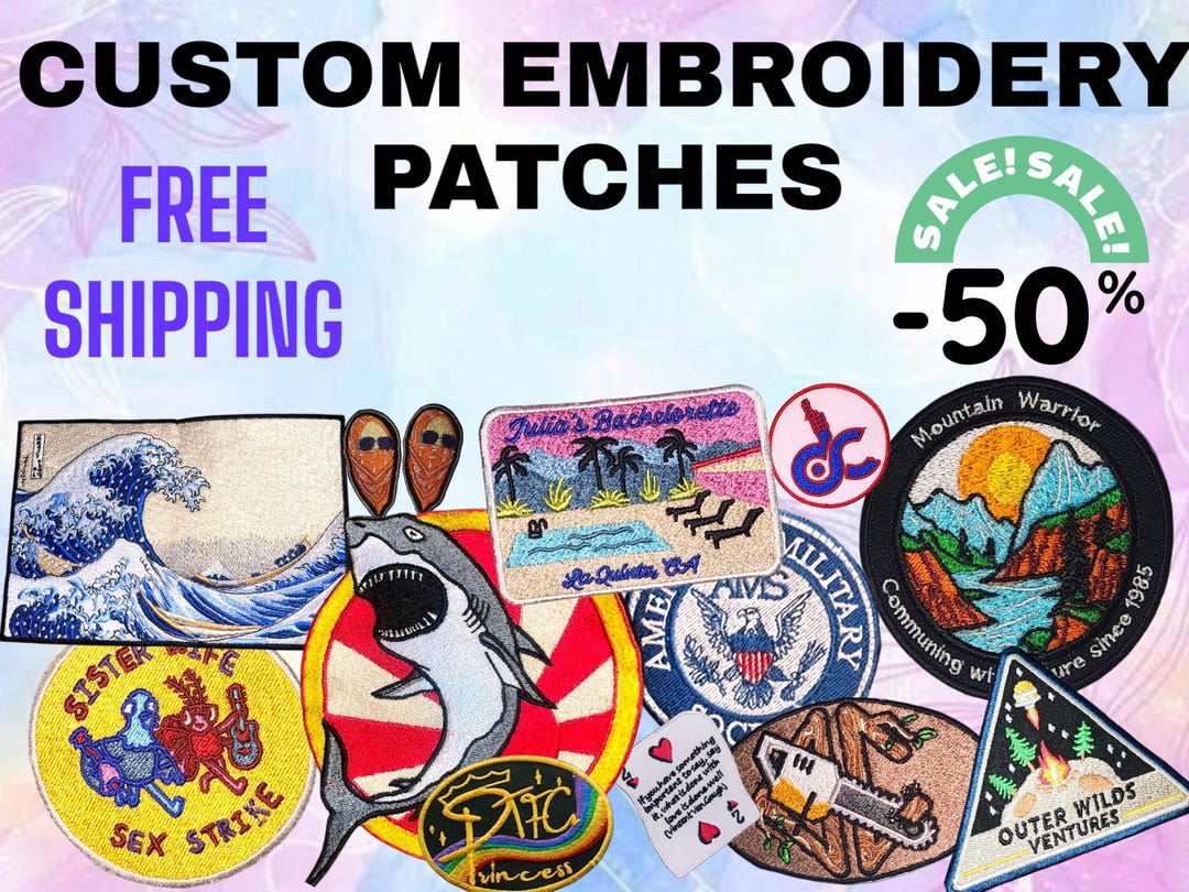 Custom Embroidery Patches: Iron-on, Velcro, Sew-on Badges - Etsy