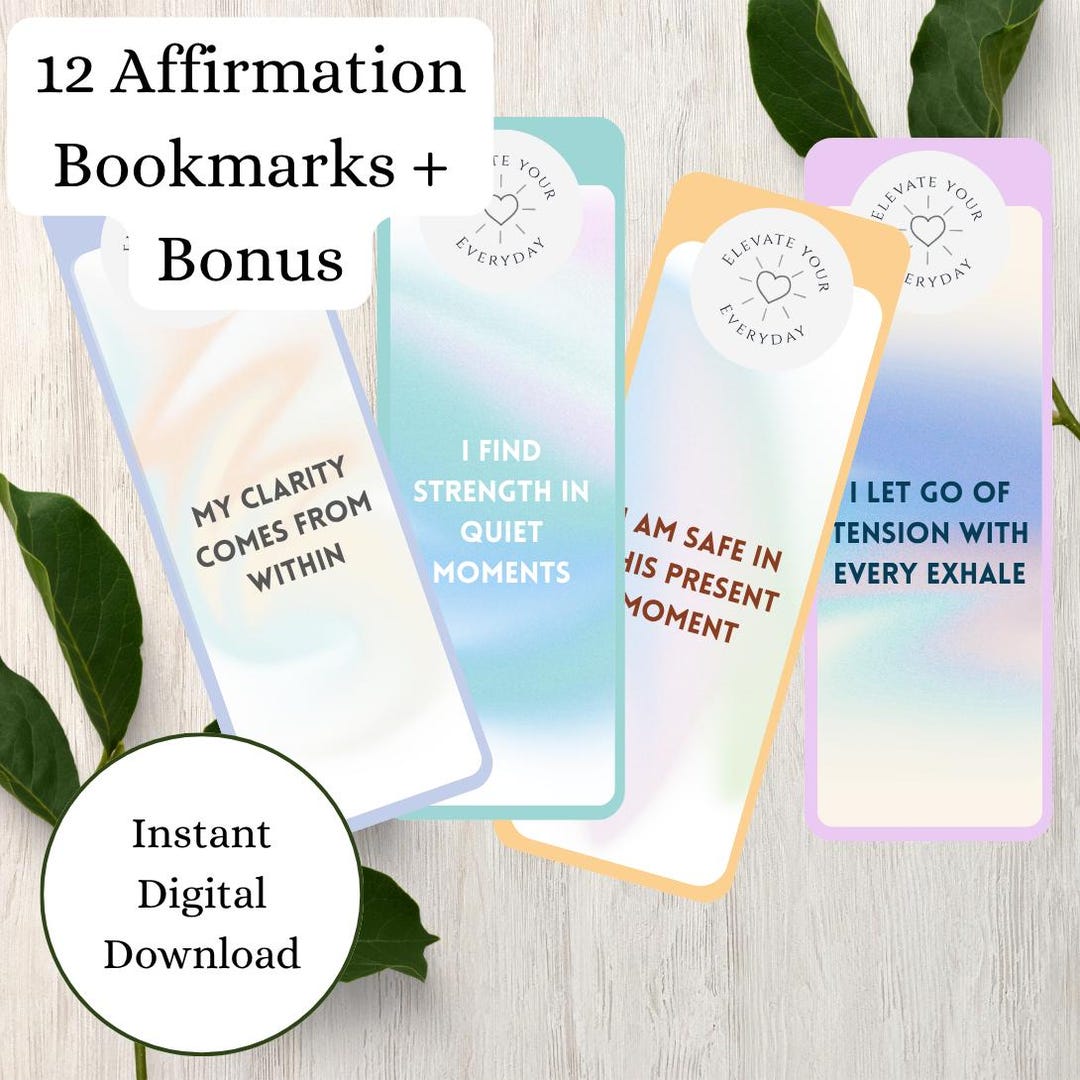 Printable Calm and Clarity Bookmarks Set | 12 Mindfulness & Relaxation ...