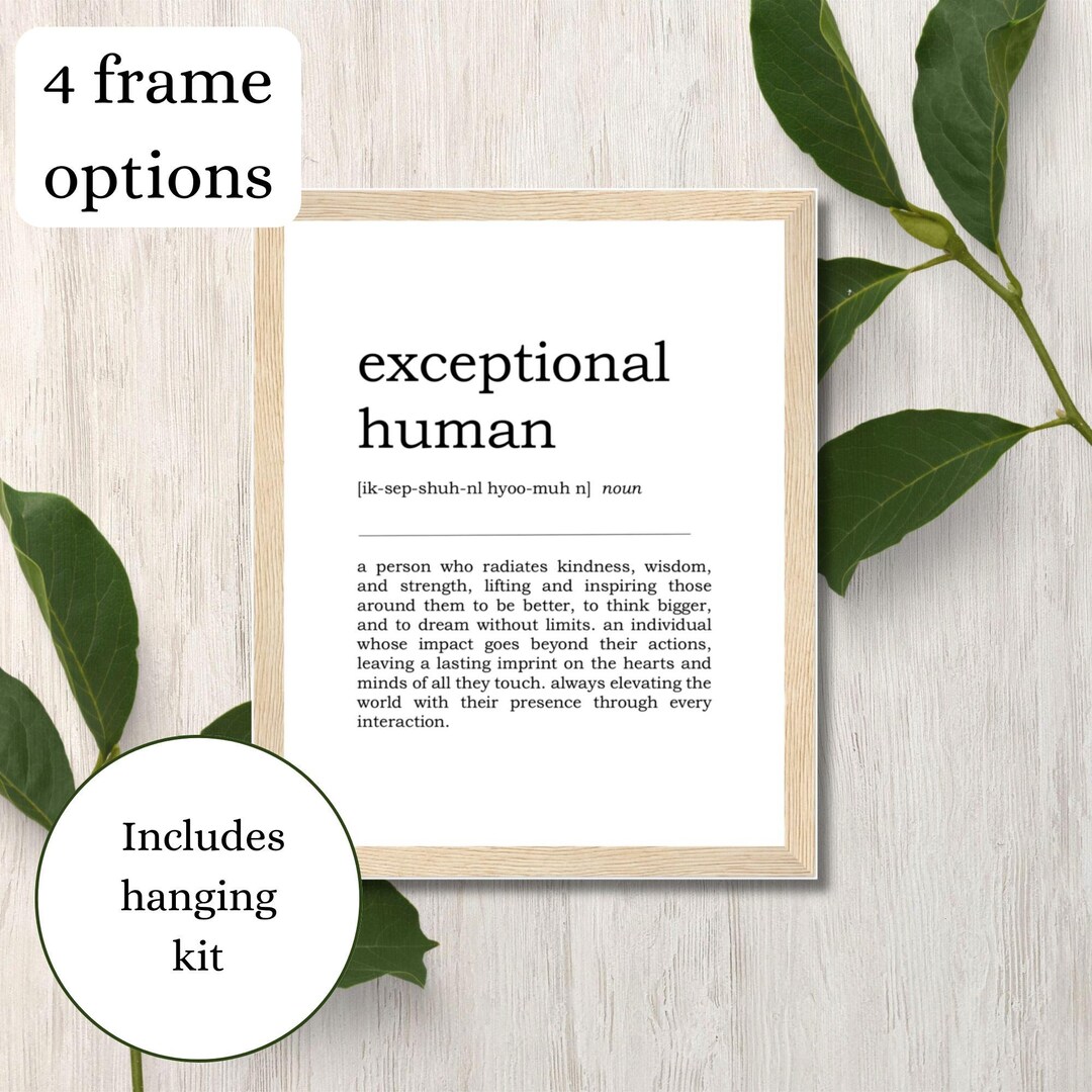 Exceptional Human Definition Framed Print | Motivational Wall Art - Etsy