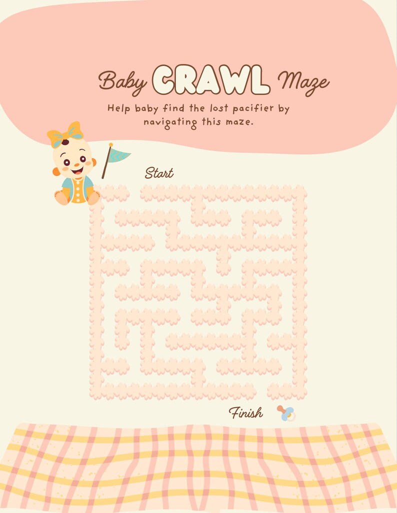 Printable Baby Shower Maze Game | Fun | Baby Shower Activity | Instant ...