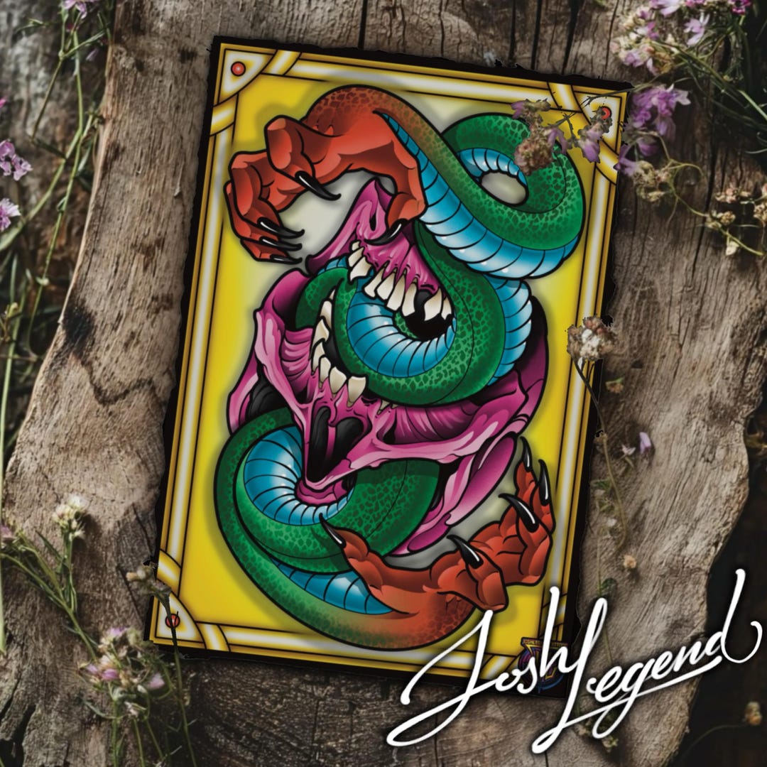 Skull and Serpent Hands Digital Tattoo Art Print - Etsy