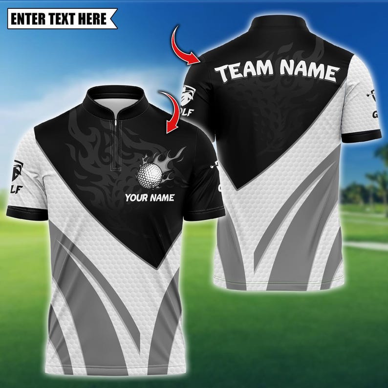 Golf Fire Ball Plus Polo Shirt, Custom Team Name 3D Polo Shirt, Golf ...