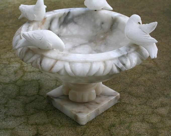 Mini Victorian Alabaster Bird Bath - Etsy