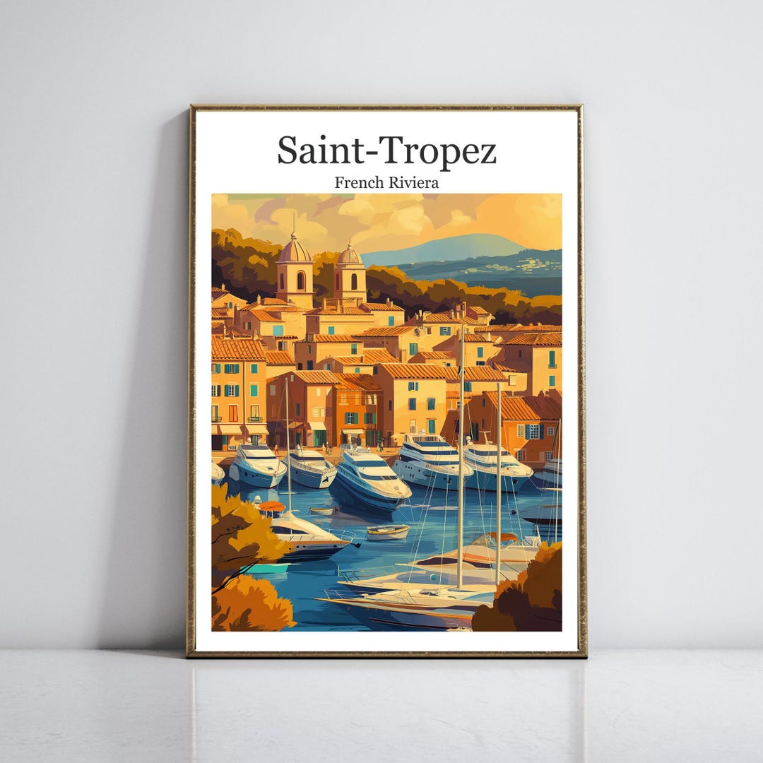 Saint-tropez Travel Poster - Vintage French Riviera Wall Art - Retro Saint-tropez Print ...