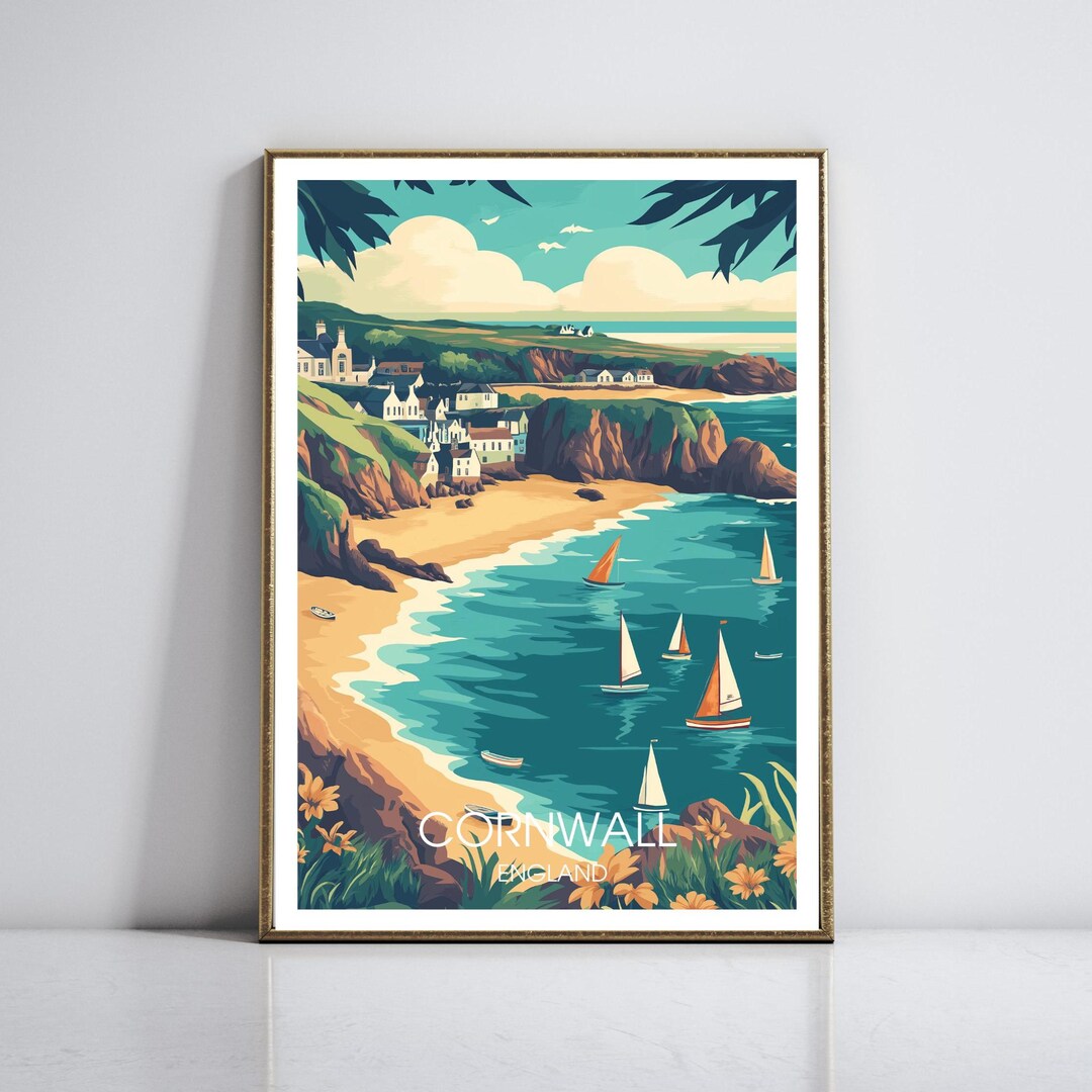 Cornwall Vintage Travel Poster | Retro Seaside Wall Art Print | Coastal ...
