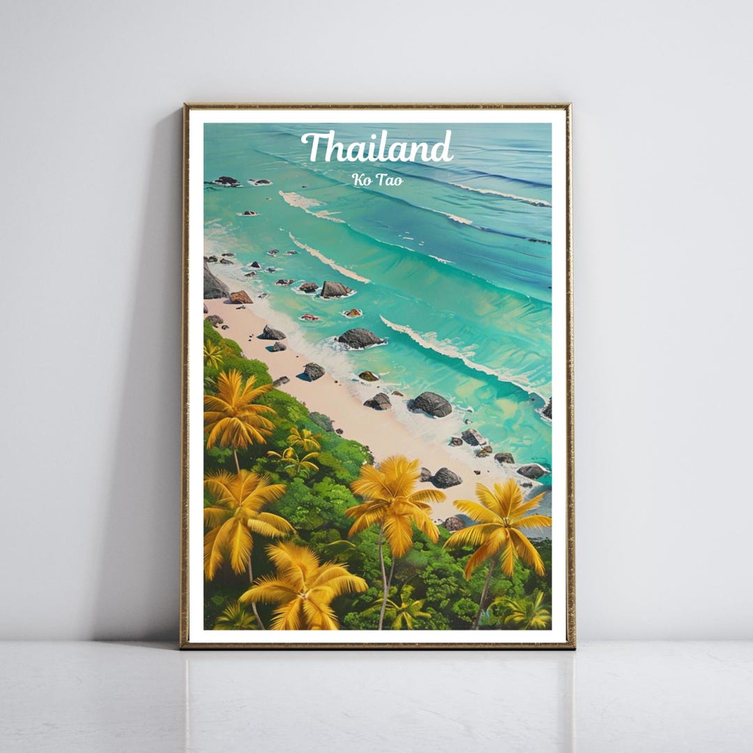 Thailand Ko Tao Beach Scene Poster - Tropical Paradise Wall Art - Ocean ...