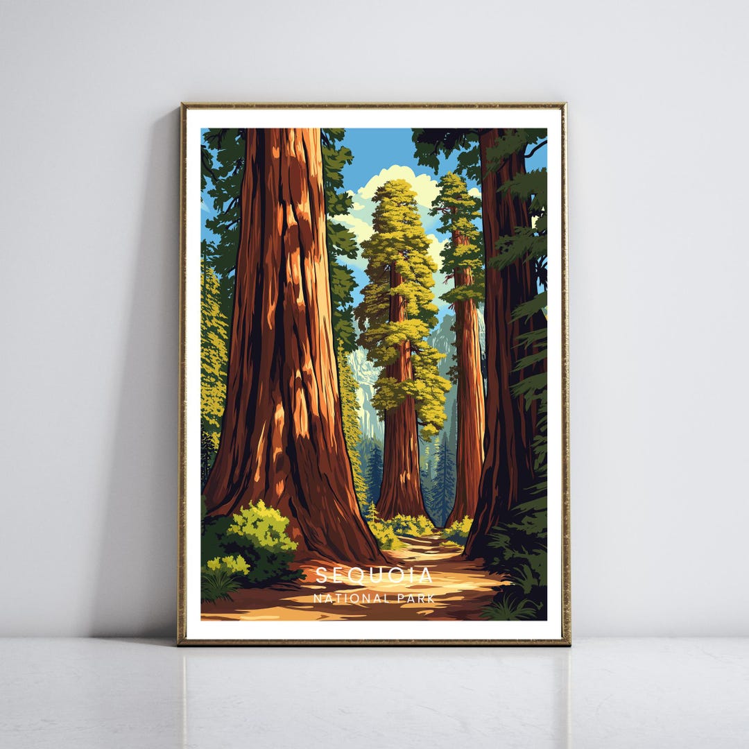 Sequoia National Park Travel Poster - Vintage-style Wall Art, Retro Wpa ...