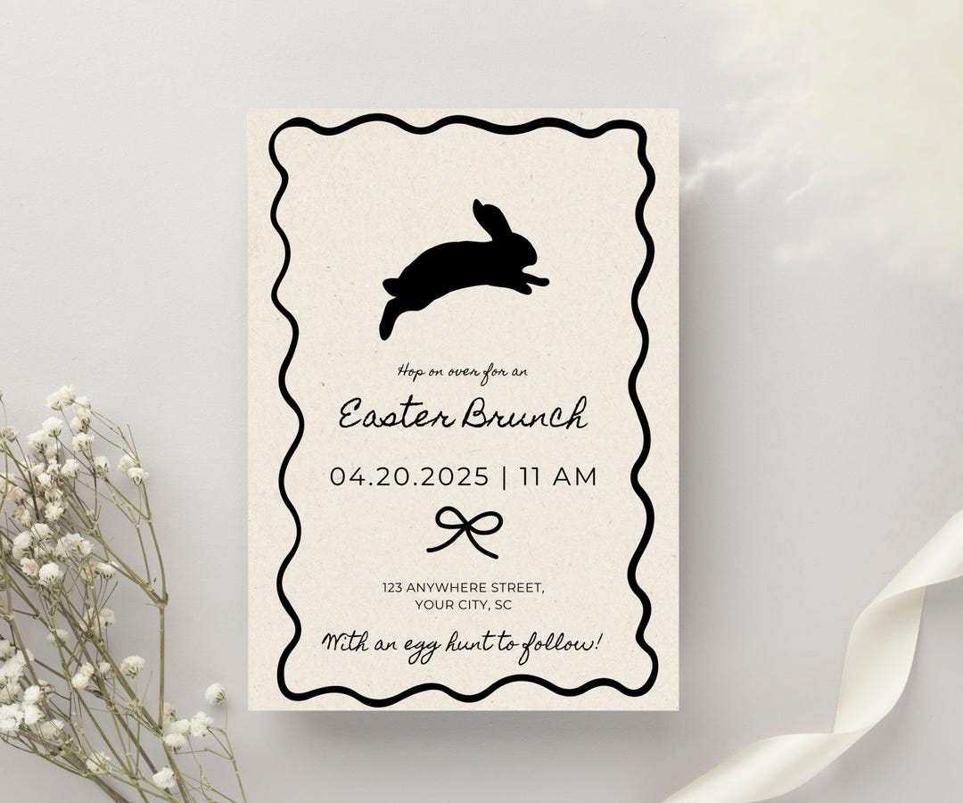 Easter Bunny Invitation | Spring Announcement, Egg Hunt, Digital ...