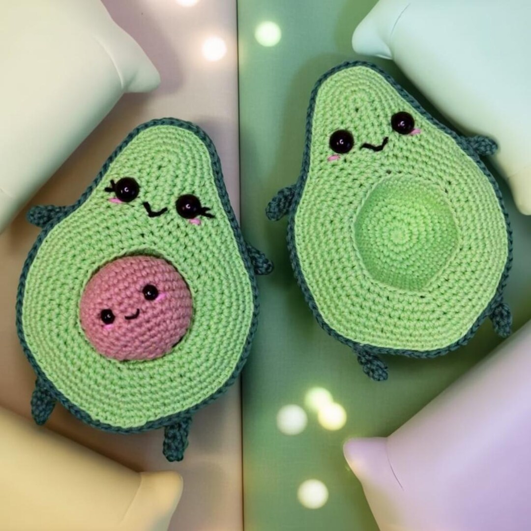 Avocado Crochet Pattern PDF Cute Amigurumi Fruit Plush Toy Beginner ...