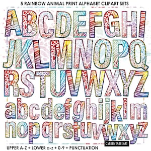 Alphabet Letters Clip Art - Rainbow Animal Print Light, Colorful ...