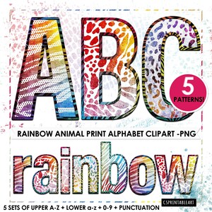 Alphabet Letters Clip Art - Rainbow Animal Print Light, Colorful ...