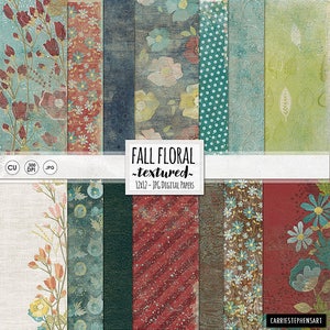 Rustic Floral Digital Papers, Country Cottage Flower Pattern Paper ...