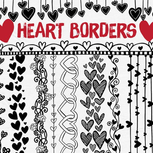 Heart Clipart PNG Valentine Digital Stamps Doodle Heart - Etsy
