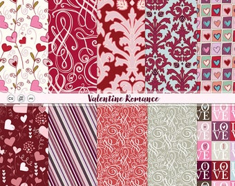 Christmas Red Digital Paper Romantic Valentine Backgrounds | Etsy