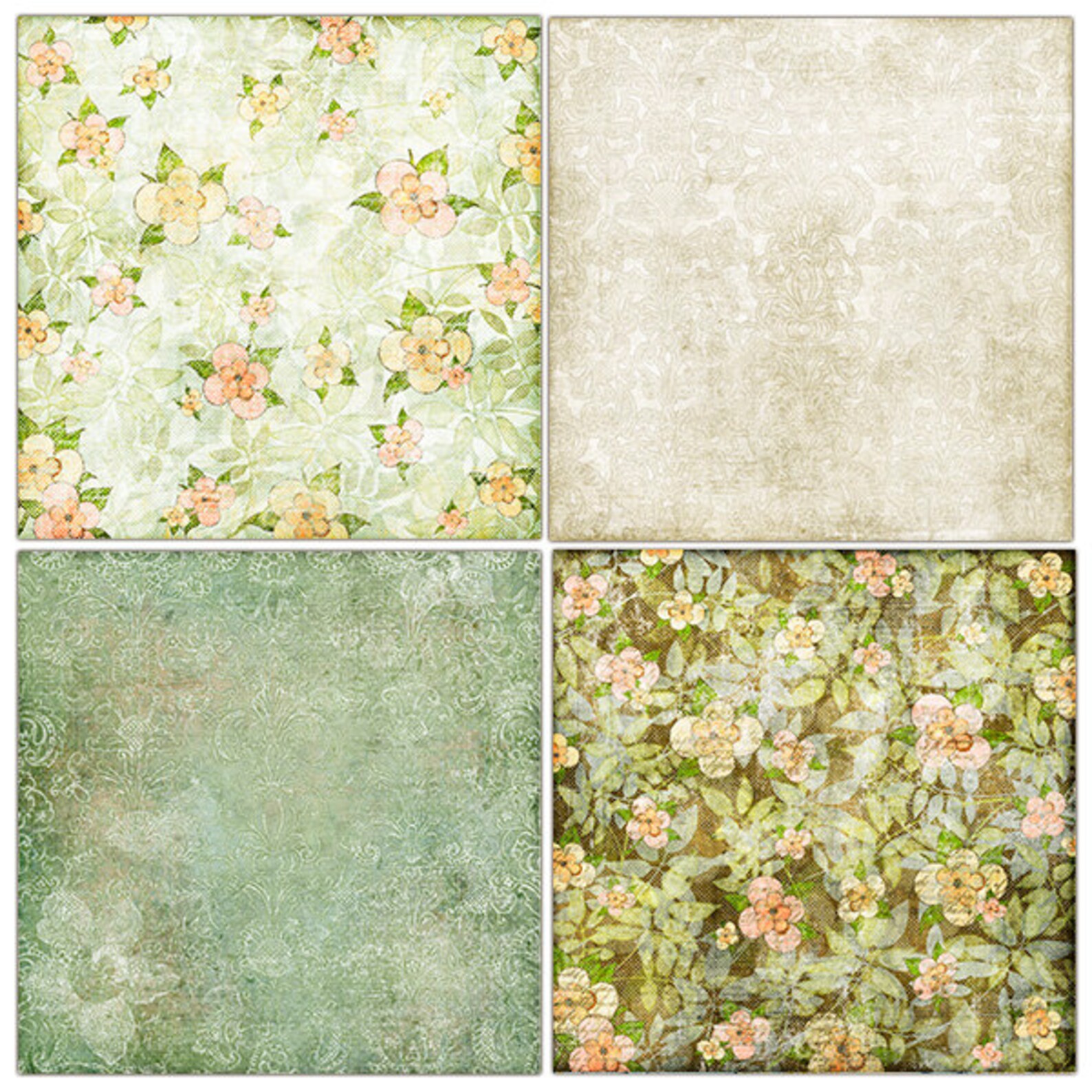 Shabby Chic Digital Paper Download, Vintage Style Floral Background ...