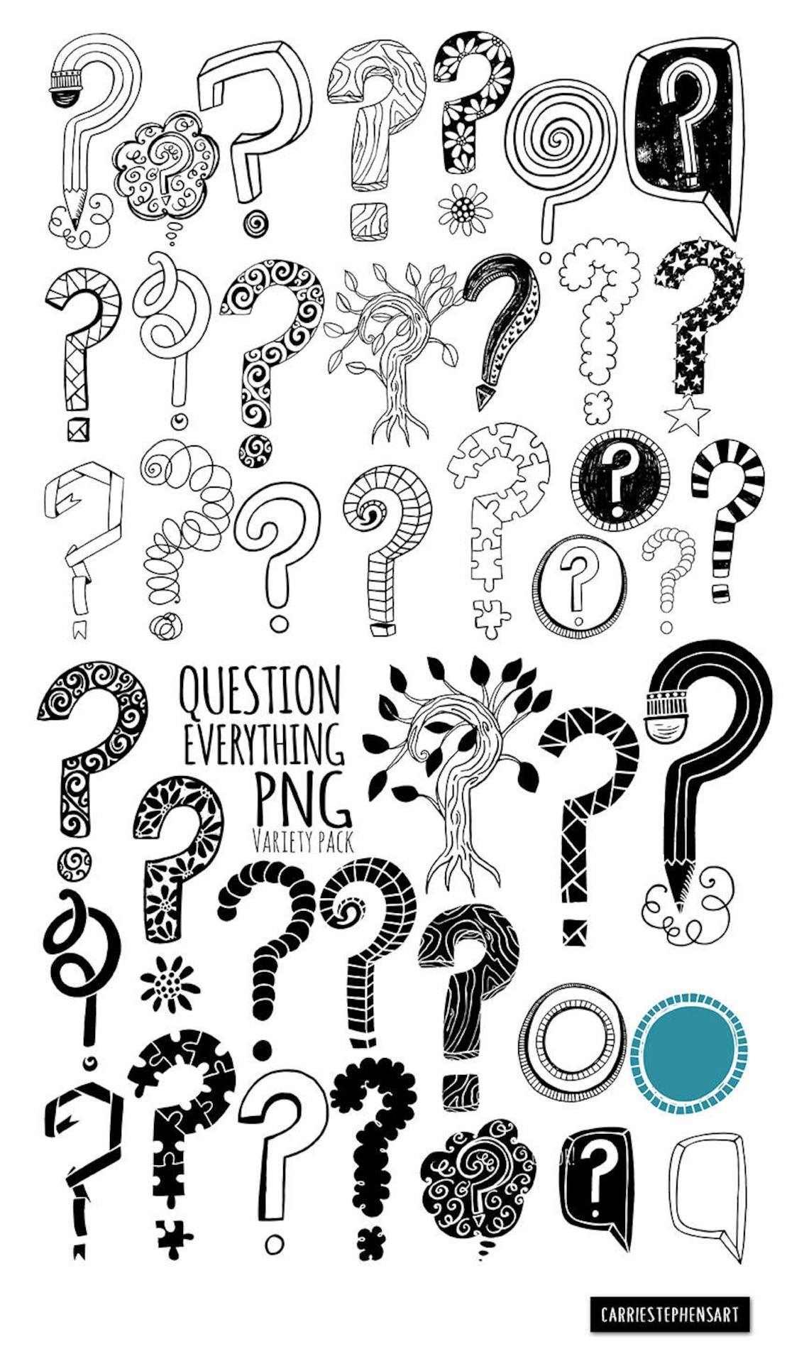 Question Mark Teacher Clipart Decorative Doodles Hand Drawn - Etsy