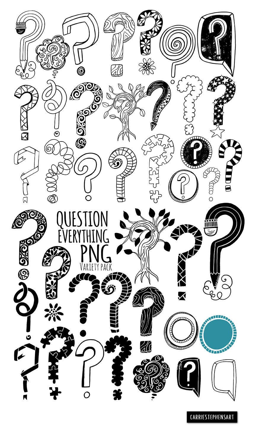 Question Mark Teacher Clipart Decorative Doodles Hand Drawn - Etsy