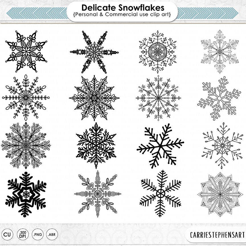 Frozen Snowflake ClipArt Intricate SnowFlakes Christmas | Etsy