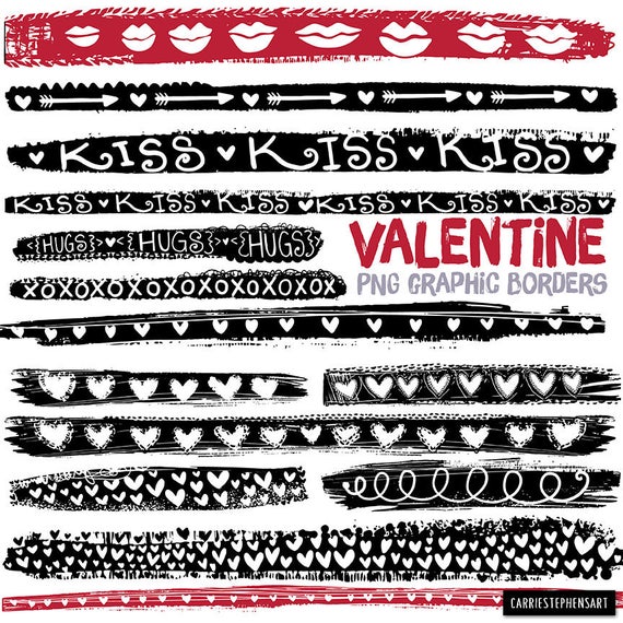 Valentine Graphic Grunge Border ClipArt, Black Dividers, Transparent ...